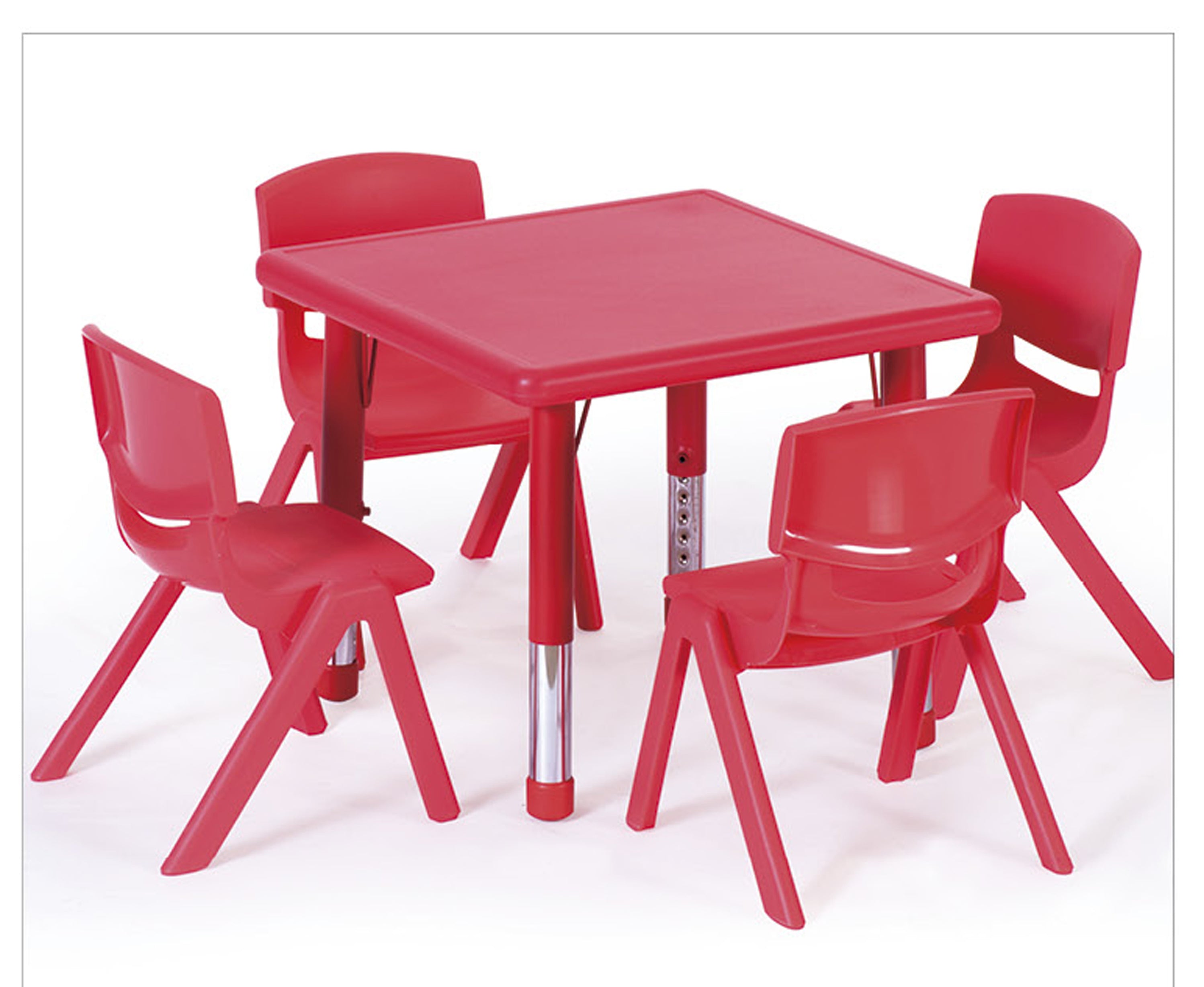 Plastic Square Table Red with Adjustable Legs | Educational Toys